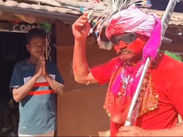 Chaitar Vasava danced in the guise of a gheriya maintaining the ...