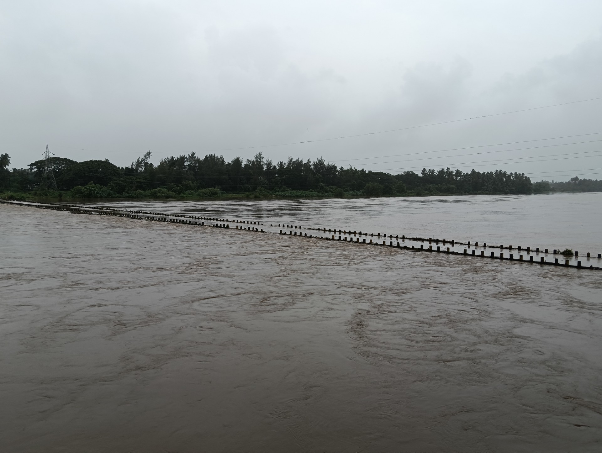 The old bridge over the Ambika River in Gandevi-Amalsad was submerged ...