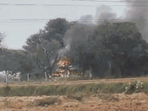 Bus catches fire after hitting high-tension line in Jaipur