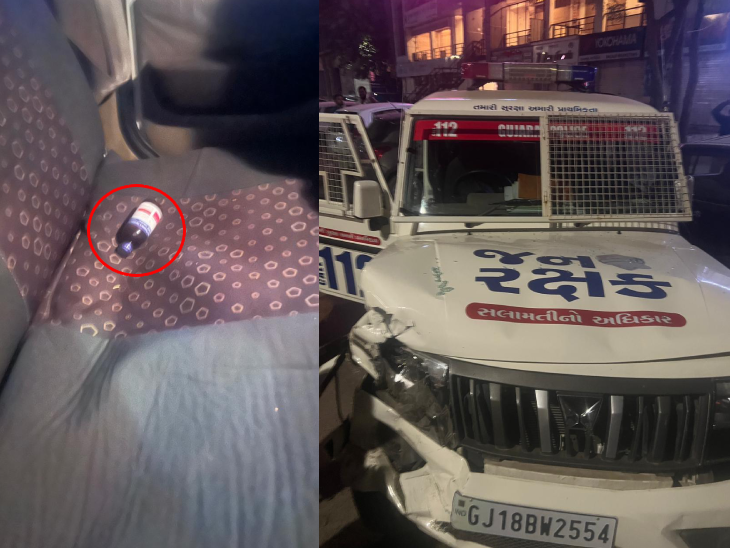 Police vehicle crashes into parked car in Ahmedabad Bottles of syrup ...