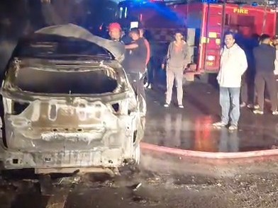 Creta catches fire on Navsari-Surat highway