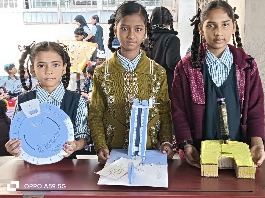 Un School Maths Science Exhibition; Students Display Models Experiments ...