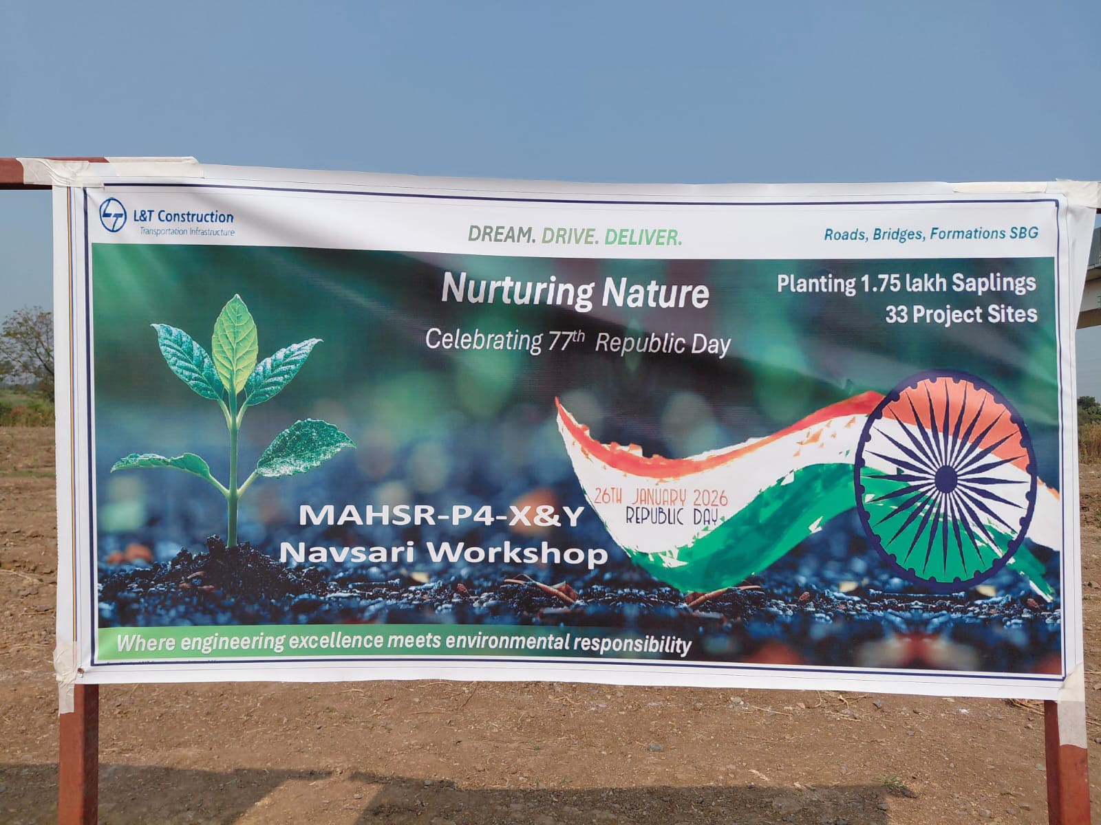 L&T Construction Plants 550 Saplings at Bullet Train Site in Navsari