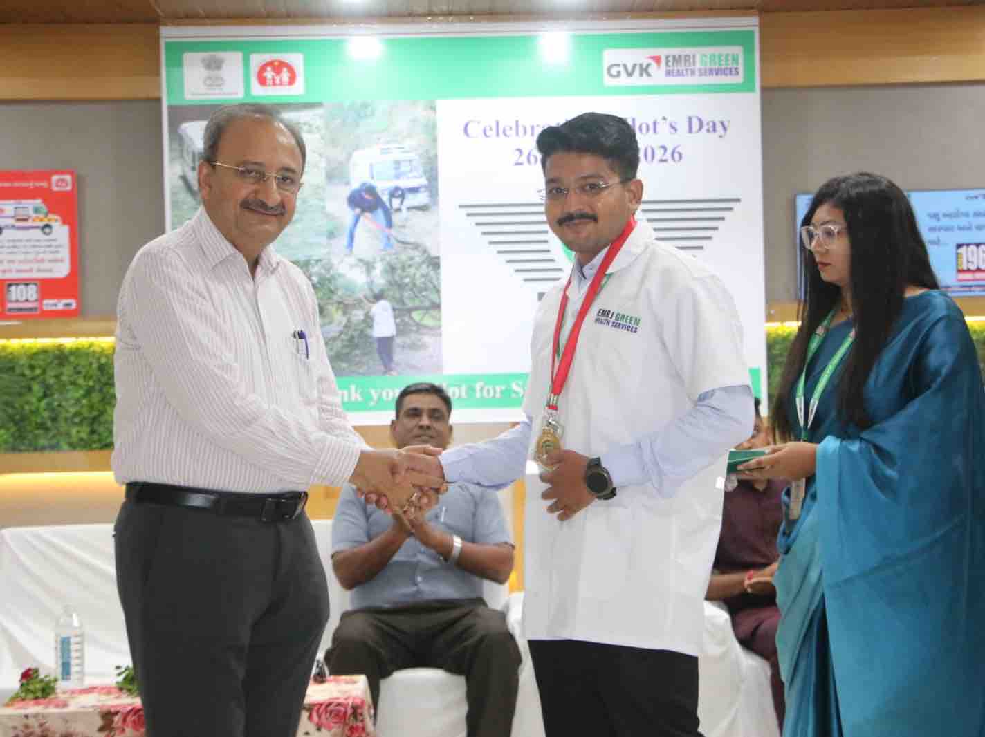 EMRI GHS Pilot Day 2026: 103 Saurashtra-Kutch Employees Honored in Jamnagar