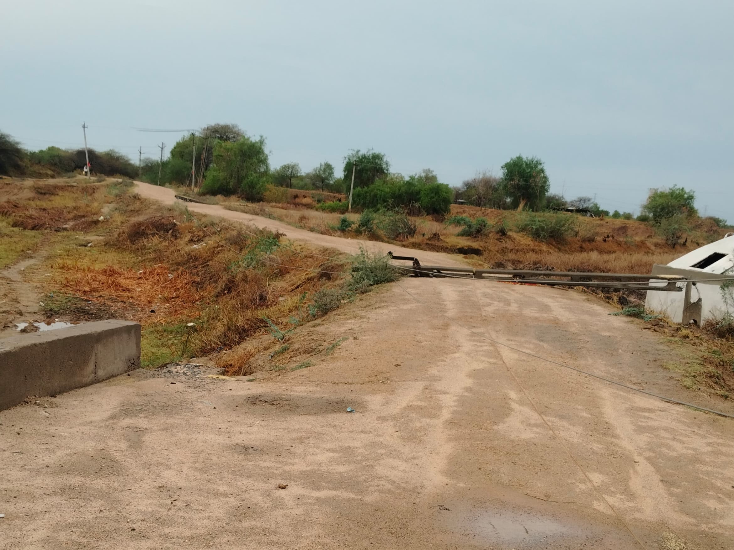 Bathariya Village Power Poles Collapse Due to Heavy Wind | Power Outage