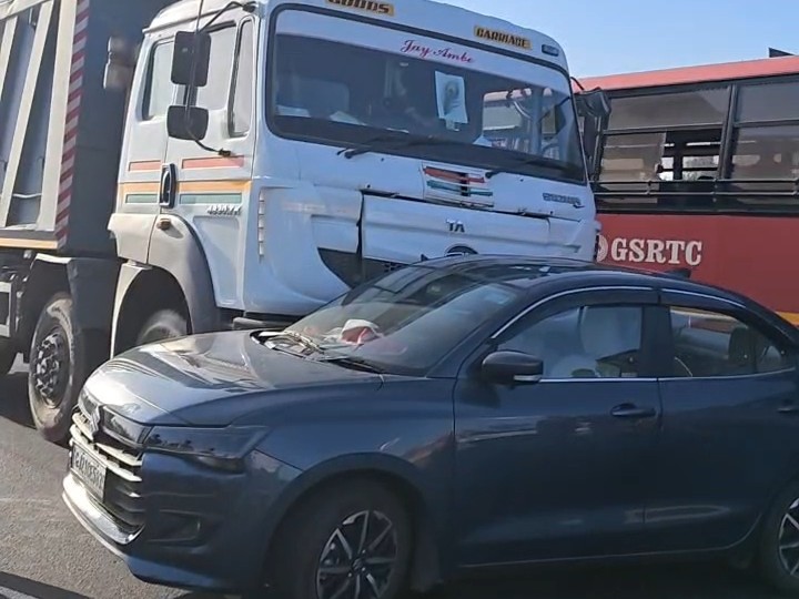 Navsari Damper Accident Kills Woman, Damages Swift Car