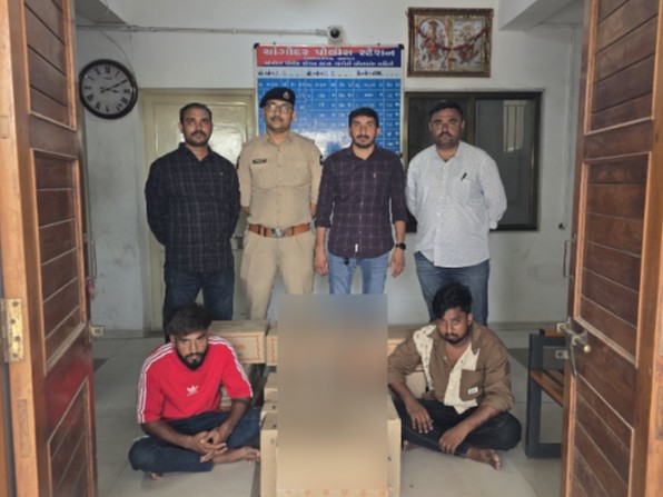 Changodar Police Seize Indian Liquor, Vehicle; Two Held